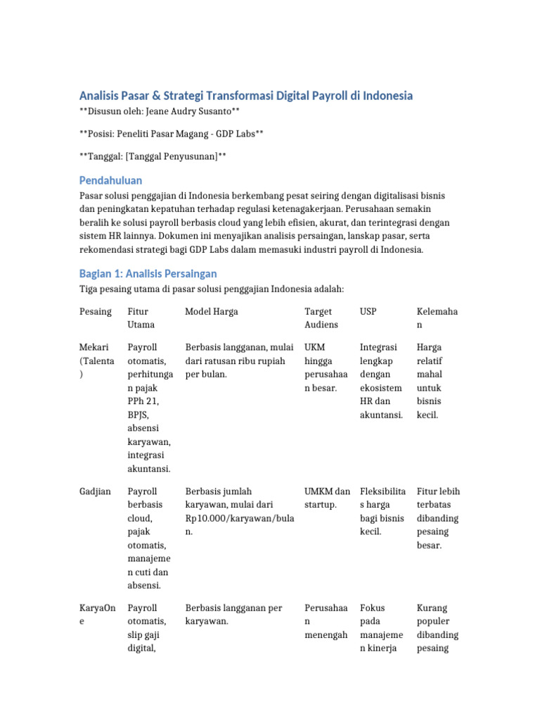 Proposal Analisis Pasar Payroll | PDF