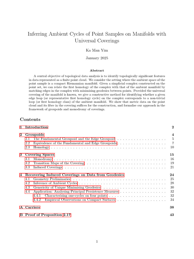 Inferring Ambient Cycles of Point Samples On Manifolds With Universal ...
