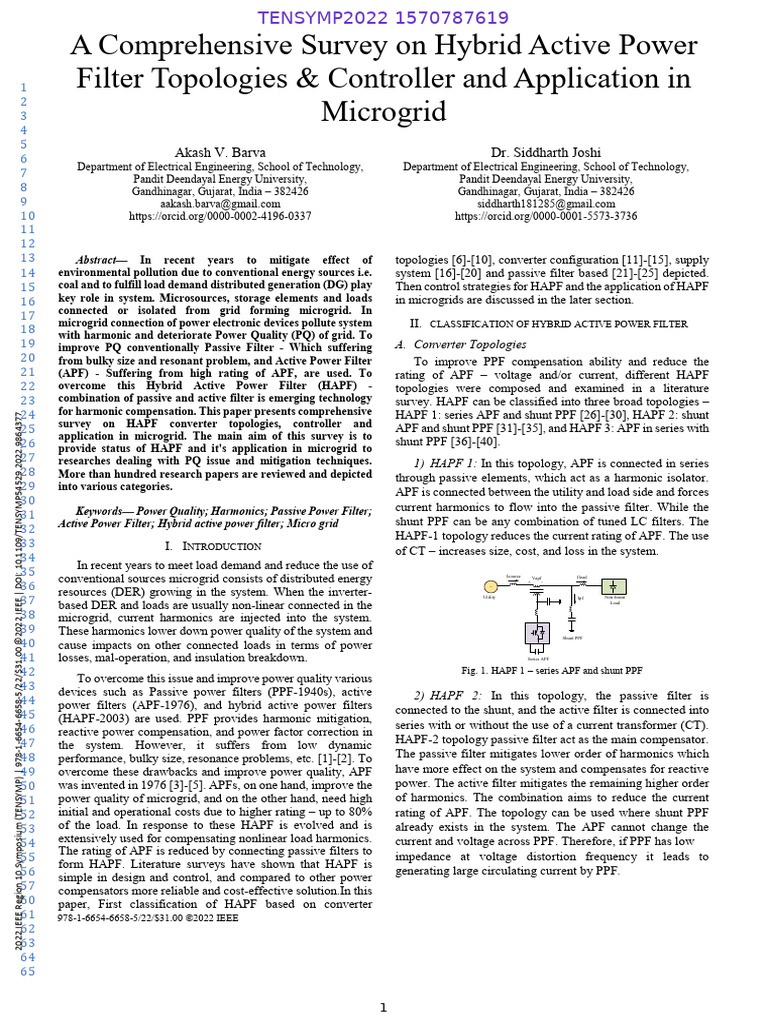 A Comprehensive Survey On Hybrid Active Power Filter Topologies Amp ...