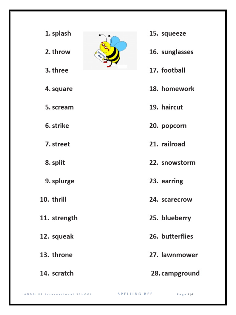 Grade 3 Spelling Bee Word List 2024 | PDF
