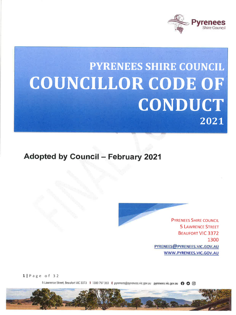 2021 Councillor Code of Conduct Signed | PDF | Governance | Human Rights