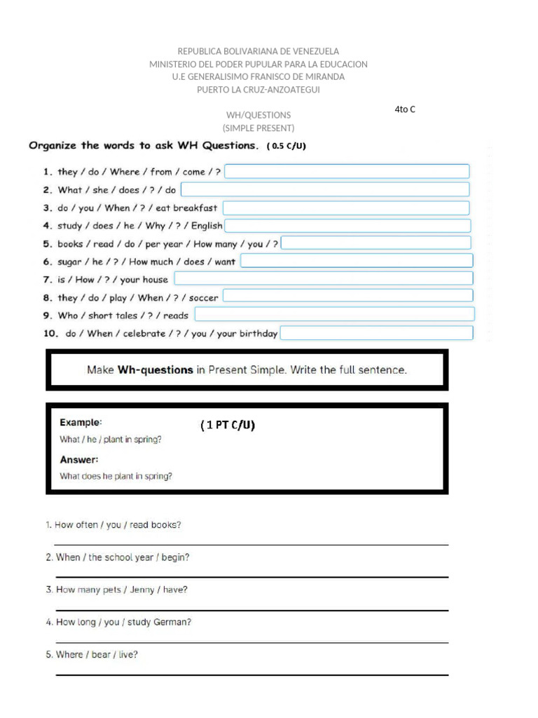 WH Questions Present Perfect | PDF