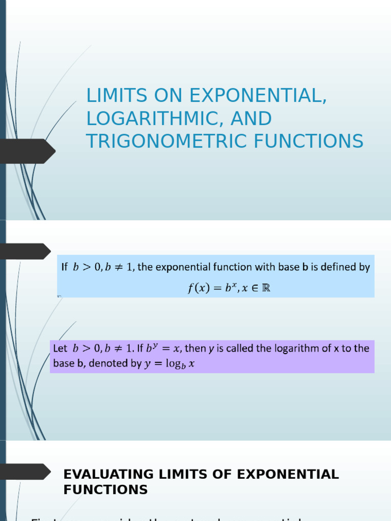 Fs Lesson 5 Limits On Exponential, Logarithmi and Trigonometric ...