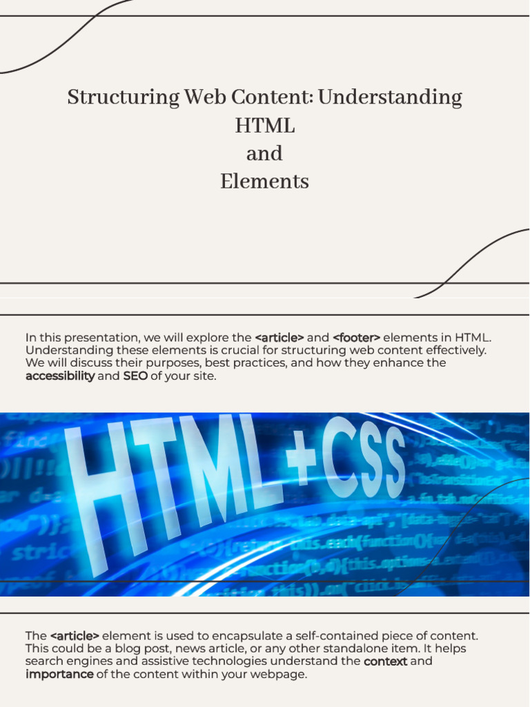 Slidesgo Structuring Web Content Understanding HTML Article and Footer Elements ...