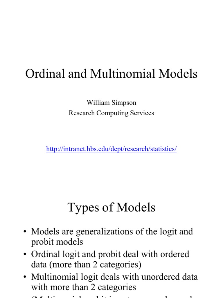 Ordinal And Multinomial Models Pdf Logistic Regression Regression
