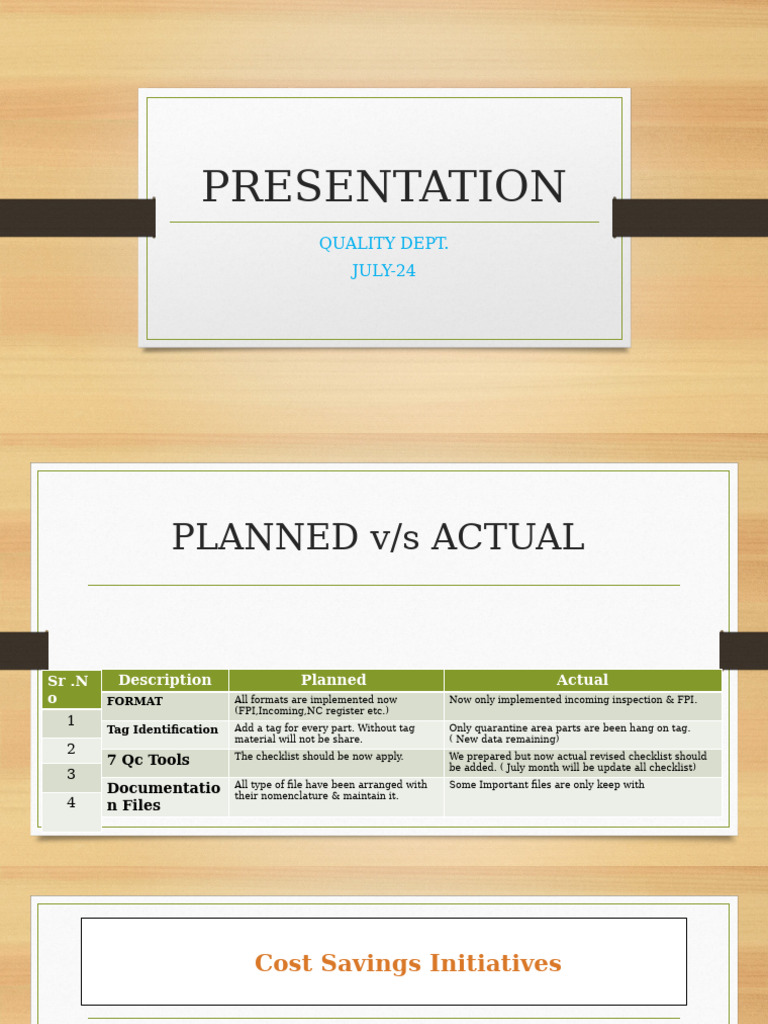 Quality Department July 2024 Report | PDF