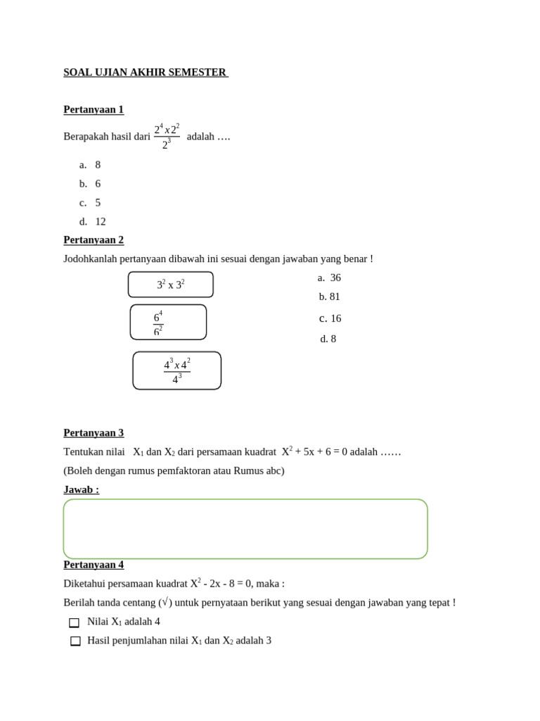 Soal Akm Uas Akm 2024 | PDF