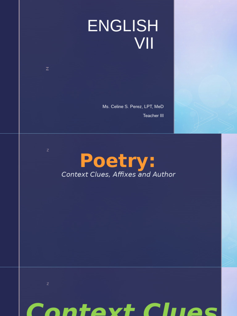Understanding Context Clues in Poetry | PDF | Poetry | Grammar