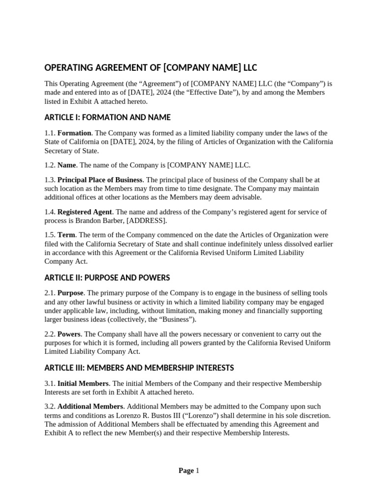 operating_agreement | PDF | Arbitration | Liquidation