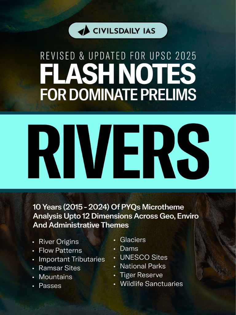 Flash Notes on Indian Rivers for UPSC | PDF | Indus River | Earth Sciences