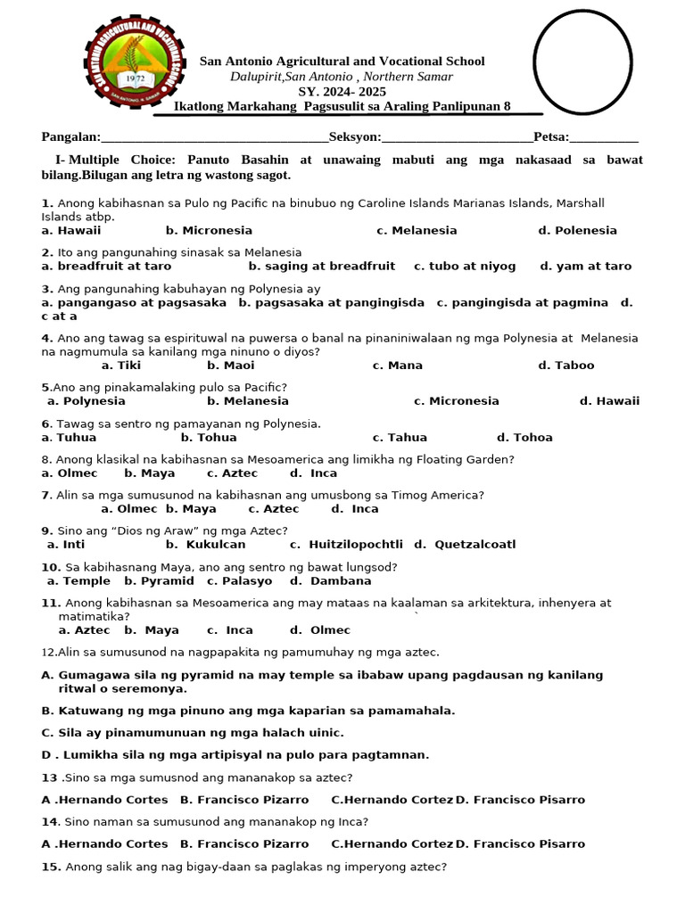 2nd PERIODICAL EXAM AP8 | PDF