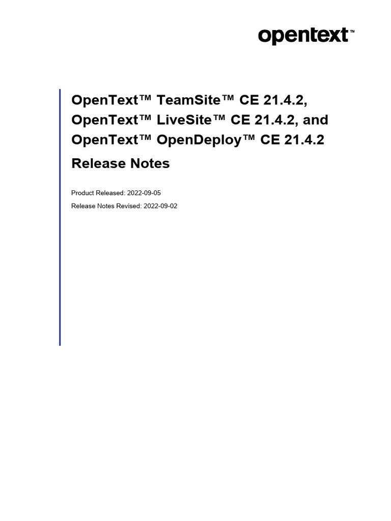 OpenText TeamSite LiveSite OpenDeploy 21.4.2 Release Notes | PDF ...