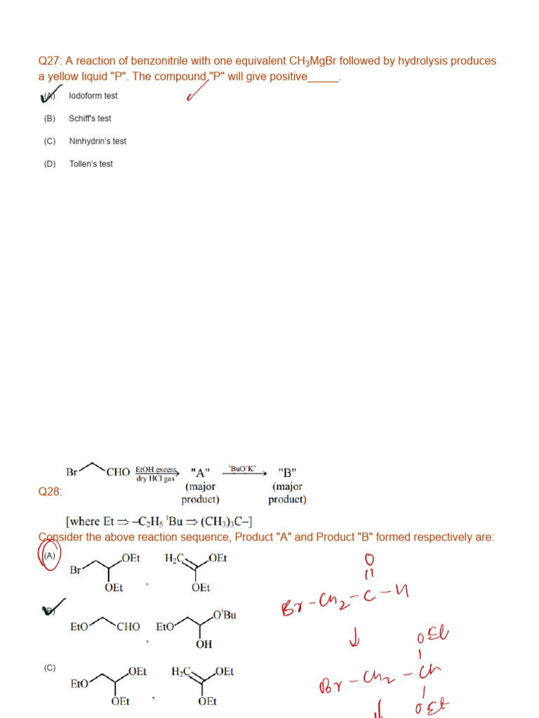 Aldehdyes and Ketones - JEE Mains PYQ 2020-2022 (1_240627_191755 | PDF | Aldehyde | Acid