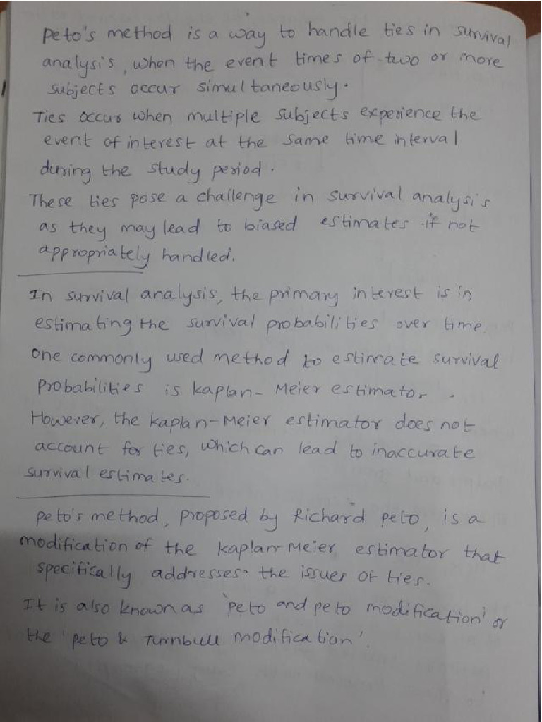 Peto's Method Unit 2 Topic (Survival Analysis) | PDF