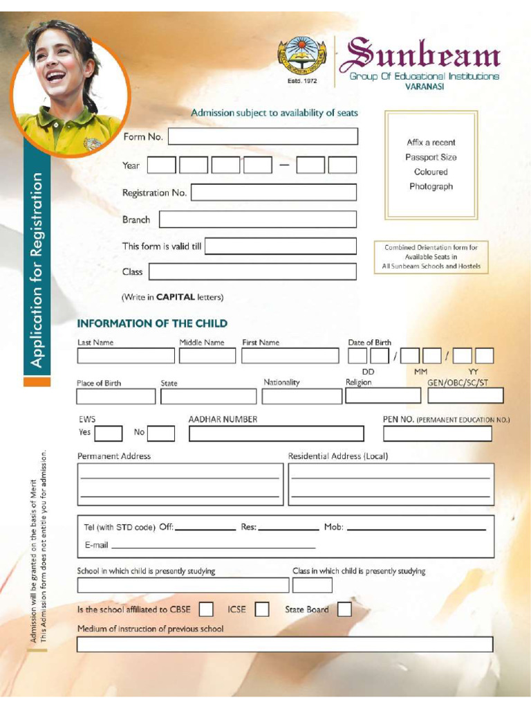 Admission Form 25-26 | PDF