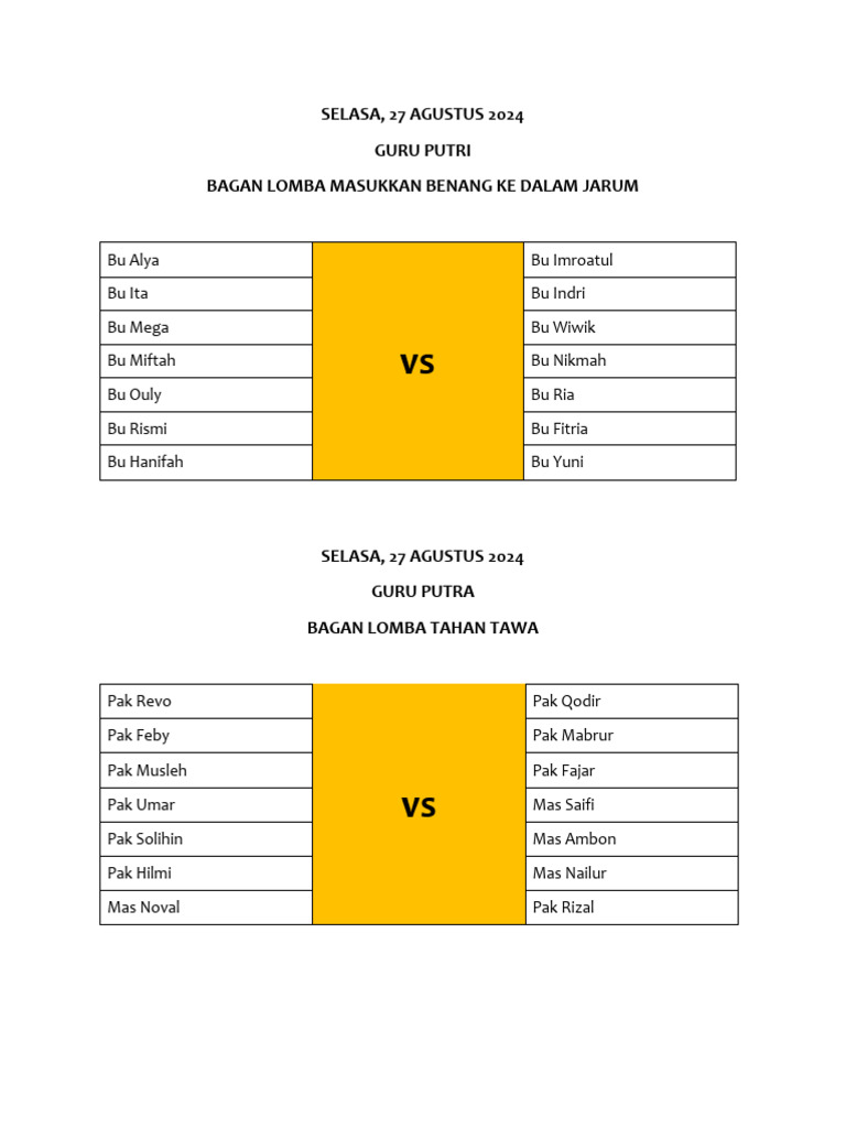 Bagan Lomba Guru 17 Agustus | PDF