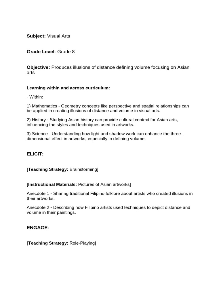 lesson_plan (22) | PDF | Perspective (Graphical) | Virtual Reality