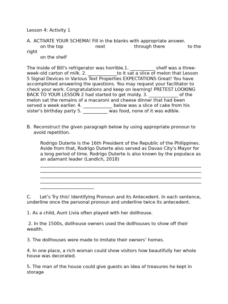 Lesson 4 Activity 1 | PDF