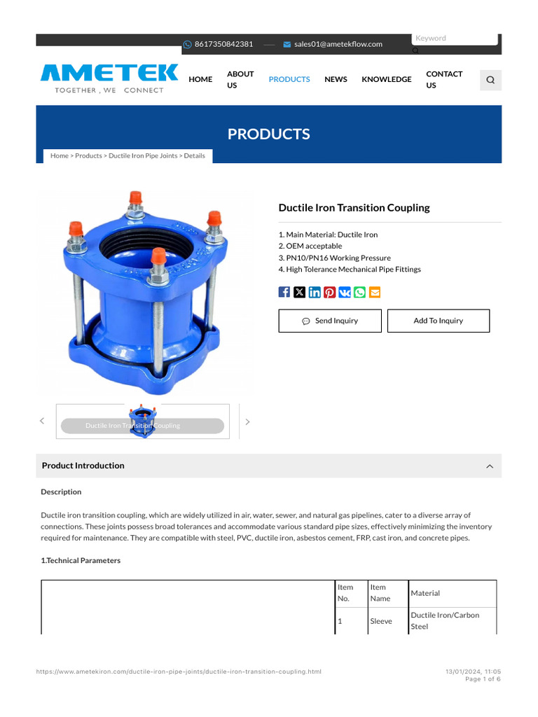 China Customized Ductile Iron Transition Coupling Suppliers ...