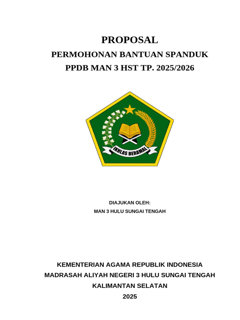 Permohonan Bantuan Spanduk PPDB MAN 3 HST | PDF