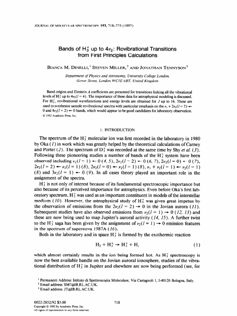 Bianca M. Dinelli Et Al - Bands of H3 + Up To 4-Nu-2 Rovibrational ...