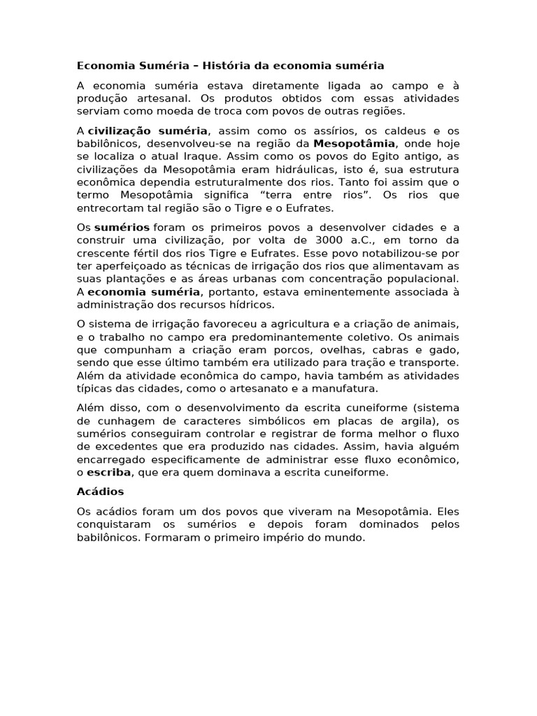 1EM atividade 1 | PDF | Mesopotâmia | Suméria