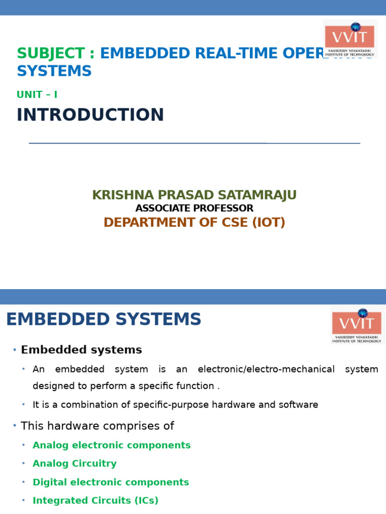 UNIT - 1 INTRODUCTION | PDF | Random Access Memory | Embedded System