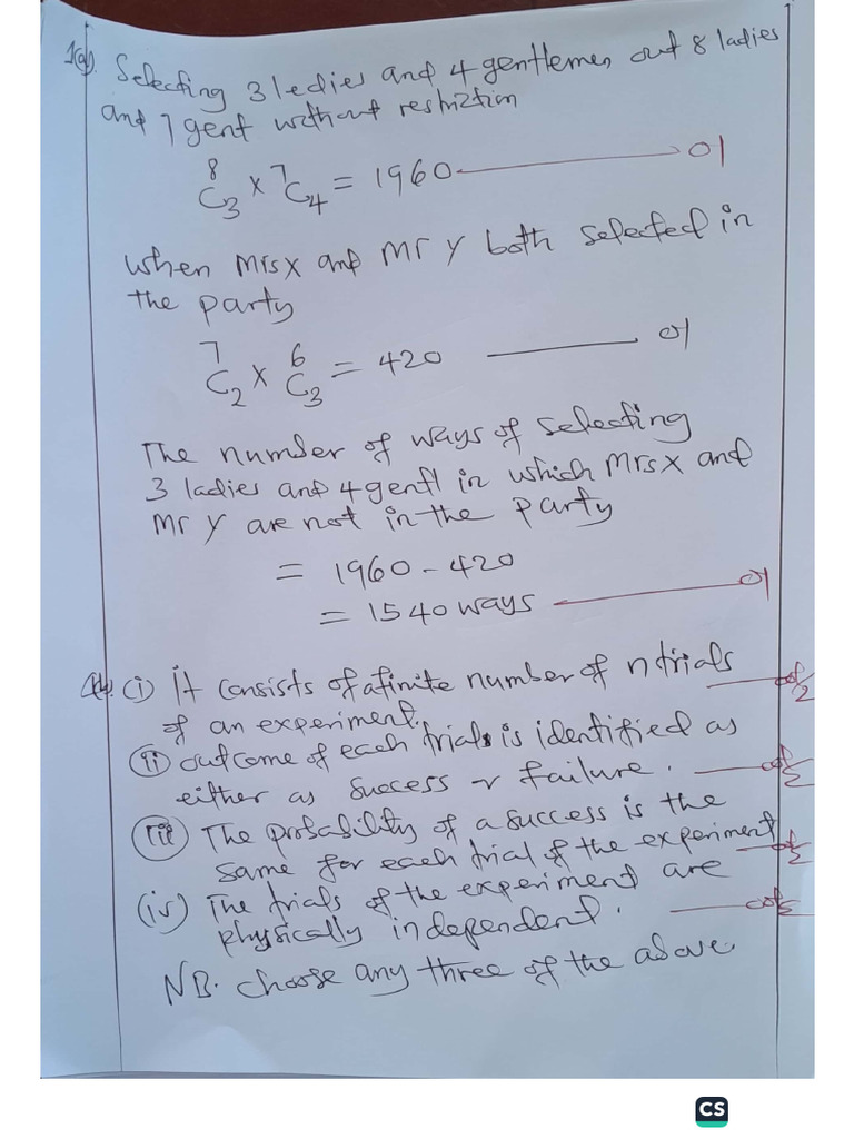 Marking Guide Adv Math P2 Competence 2024 | PDF