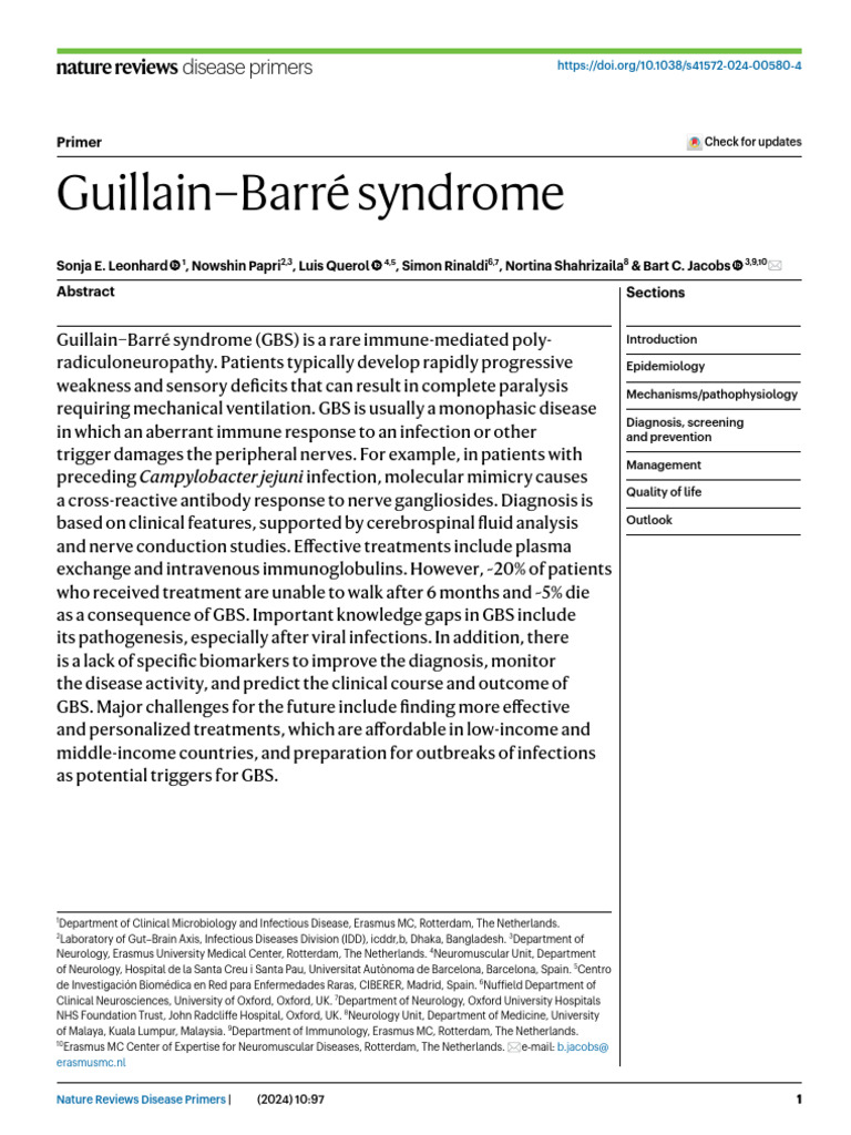 2024-Guillain–Barré syndrome | PDF | Medical Specialties | Diseases And Disorders