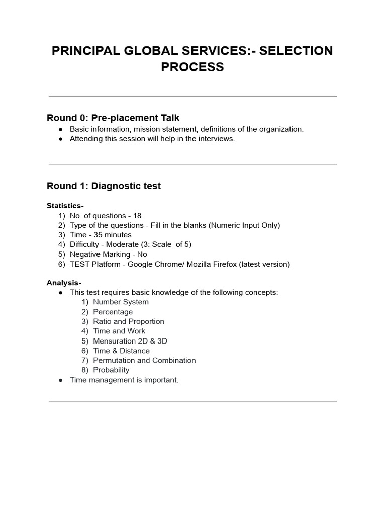 Principal Global Services - Selection Process | PDF | Statistics ...