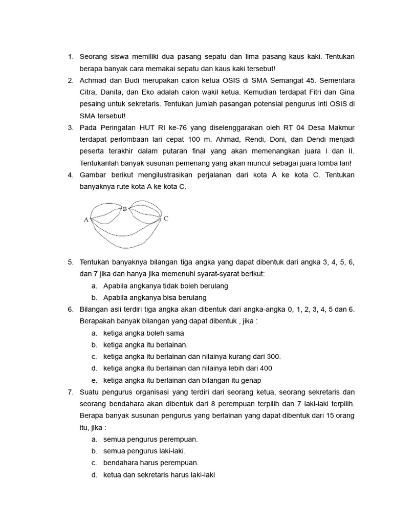 Latihan Aturan Pencacahan | PDF