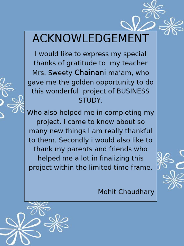 Acknowledgement Dark Blue Paper | PDF