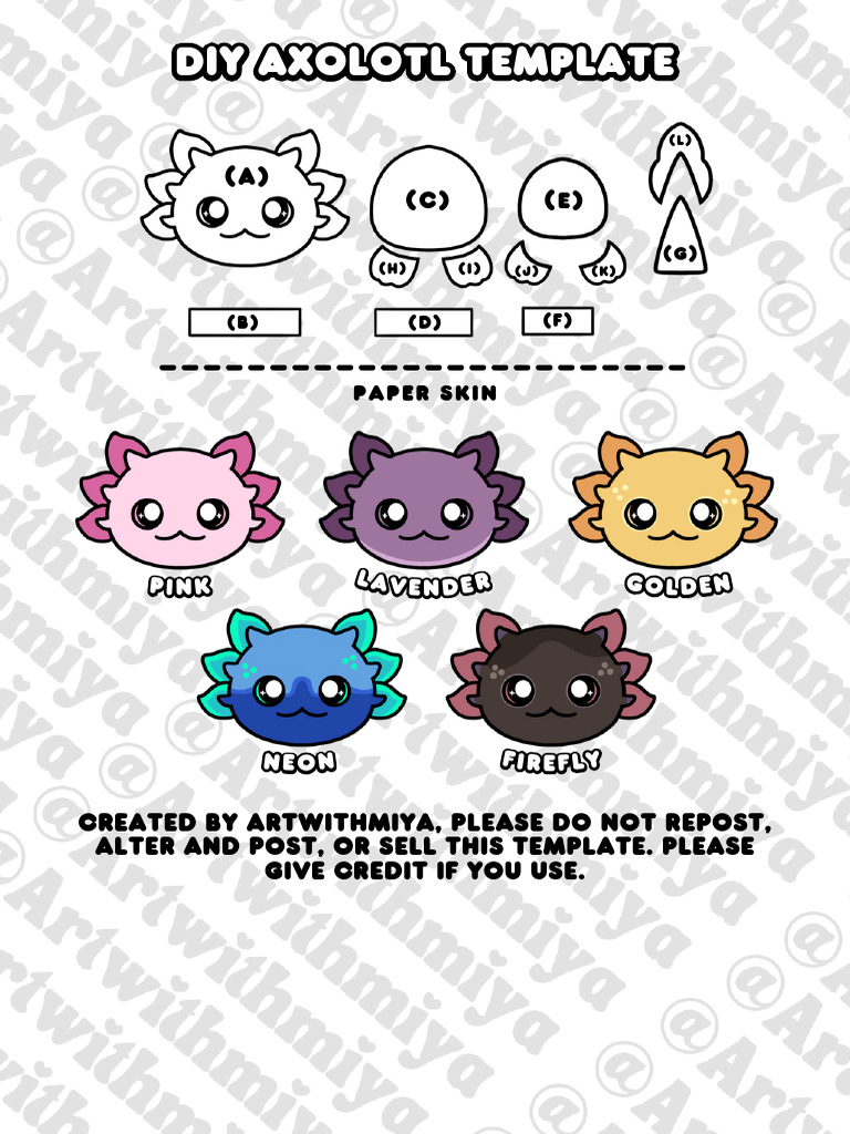Axolotl Papercraft Template Guide | PDF
