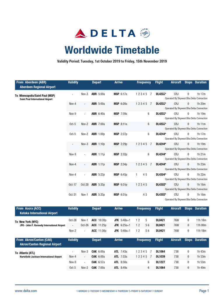 Flight Schedules | PDF | Delta Air Lines | Airlines