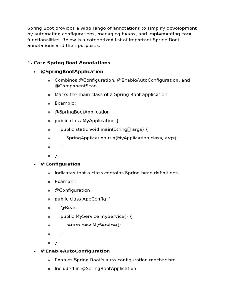 Annottions_Springboot | PDF | Computer Programming | Computing