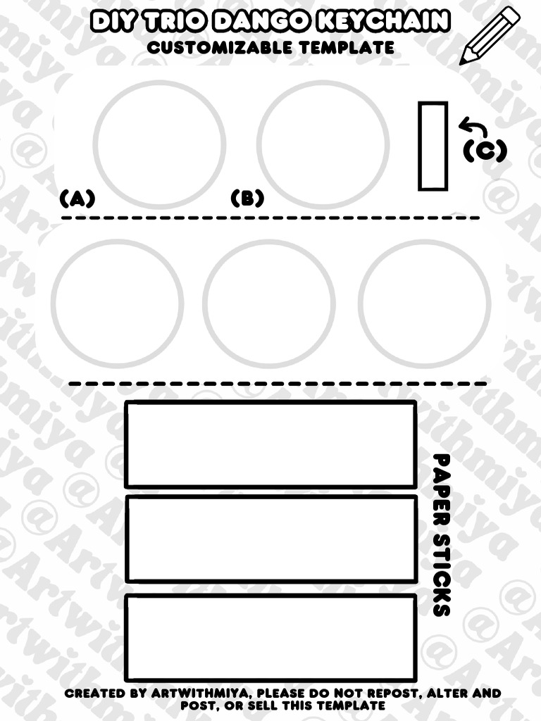 (Customizable) DIY Trio Dango Keychain Template | PDF