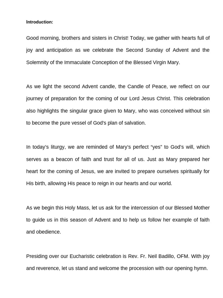 Advent Mass Introduction | PDF