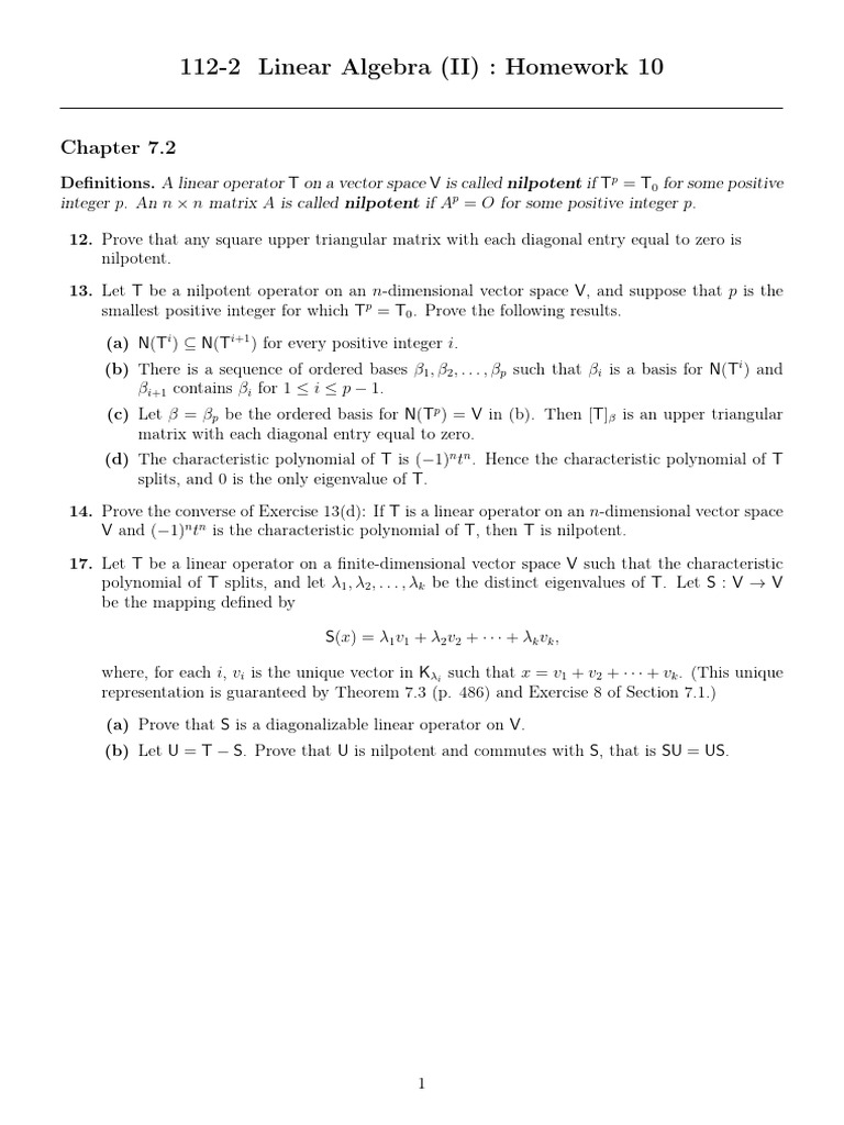 HW10 | PDF | Eigenvalues And Eigenvectors | Linear Map