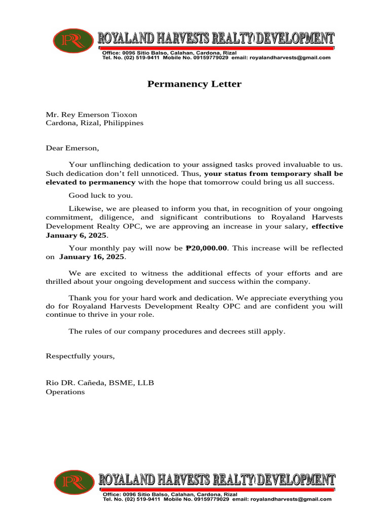 Permanency Letter Template | PDF