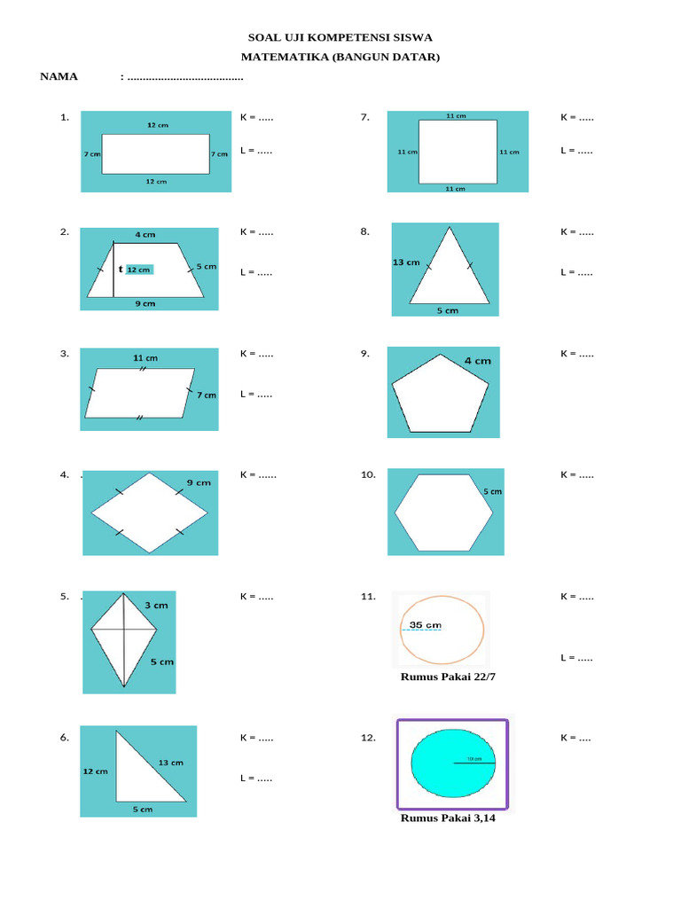 Soal Matematika Bangun Datar | PDF
