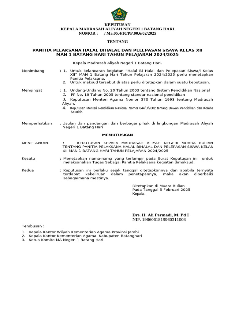 Panitia Pelepasan Kelas Xii | PDF