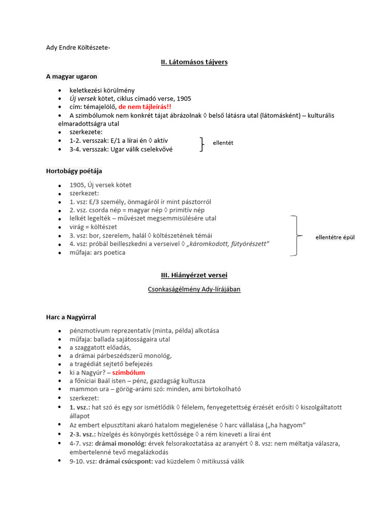 Ady Endre Költészete2 | PDF