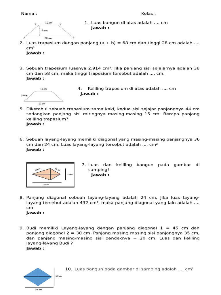 Les MTK Bangun Datar Layang Trapesium | PDF