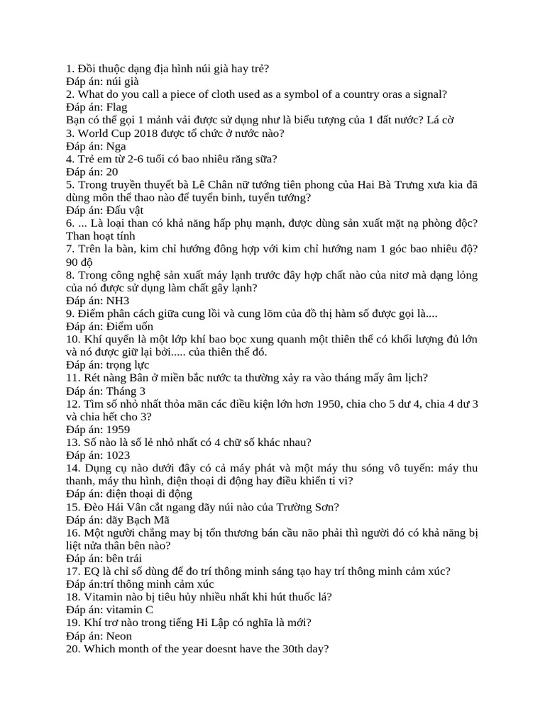 Olympia - Bo Cau Hoi | PDF