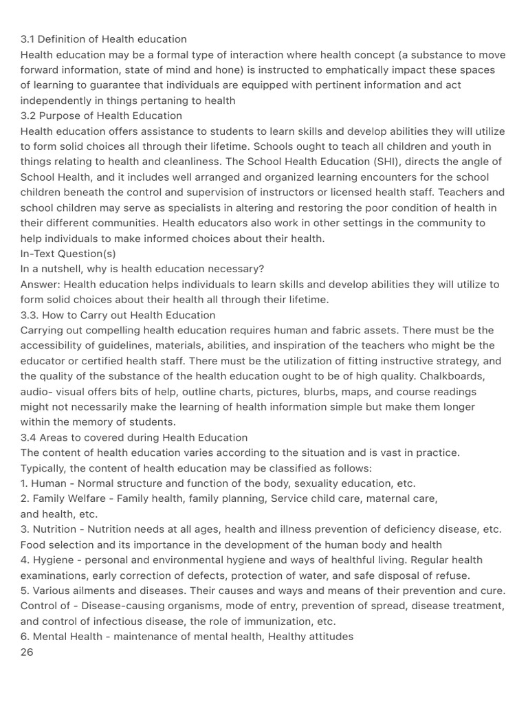 Definition and Purpose of Health Education | PDF