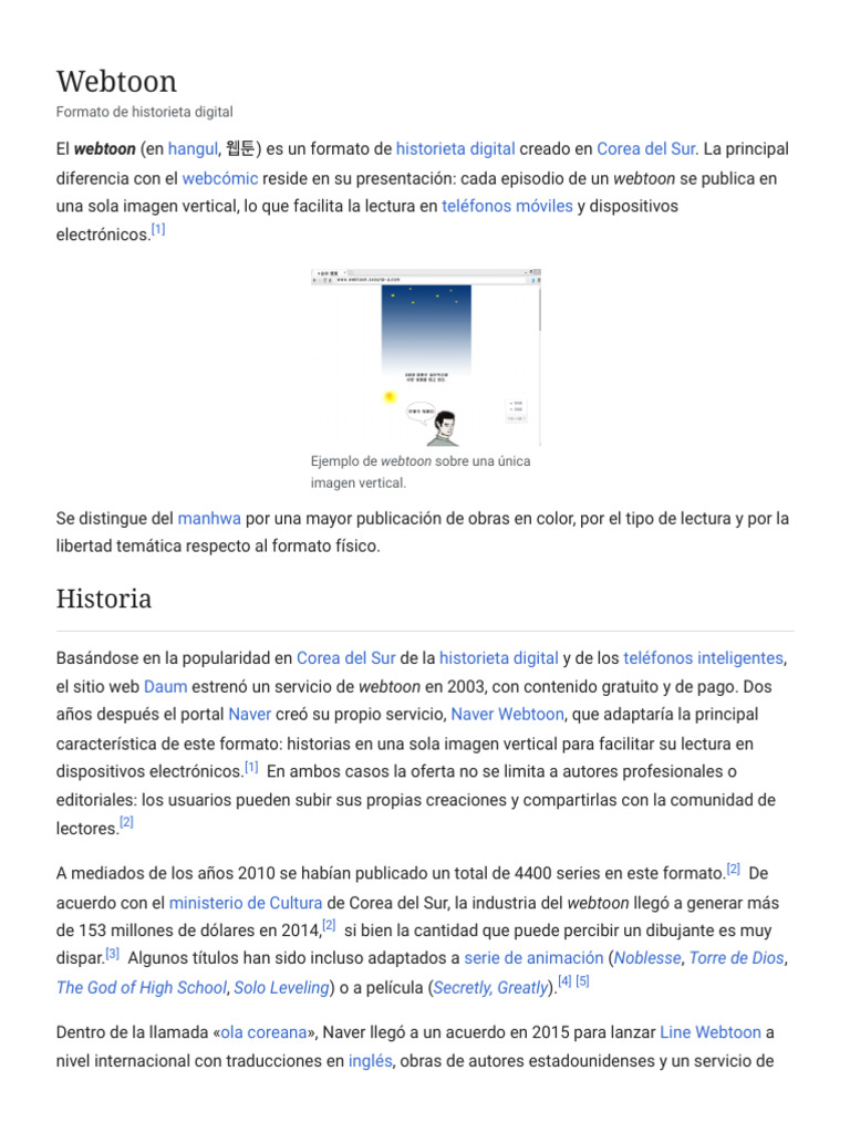 Webtoon - Wikipedia, La Enciclopedia Libre | PDF | Cómics