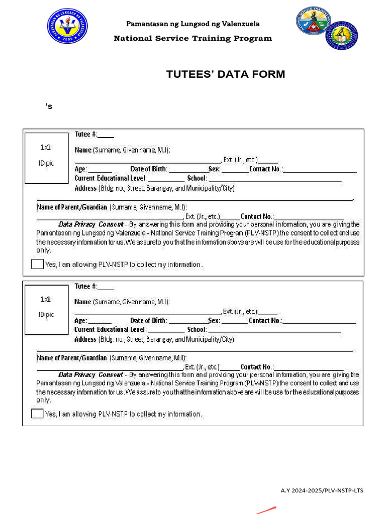 LTS Form 103 - Tutor-Tutees Data Form | PDF
