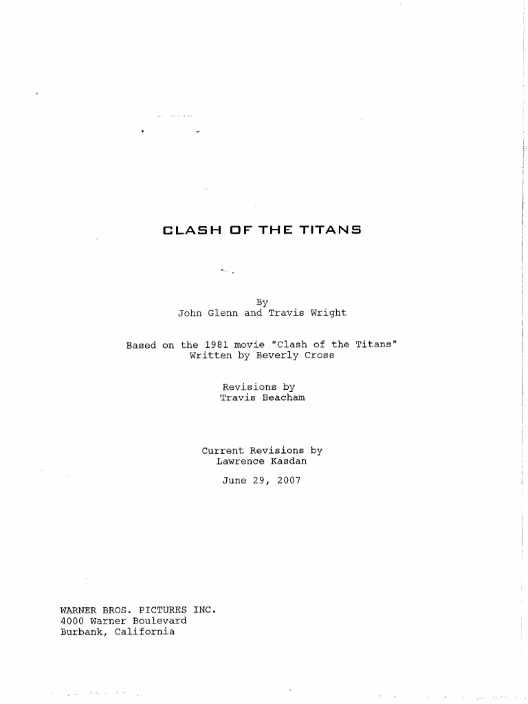 Clash of The Titans 2007 Script | PDF