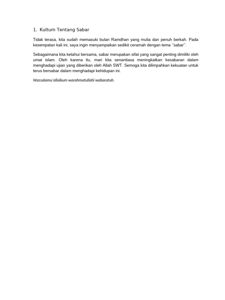 Kultum Tentang Sabar | PDF