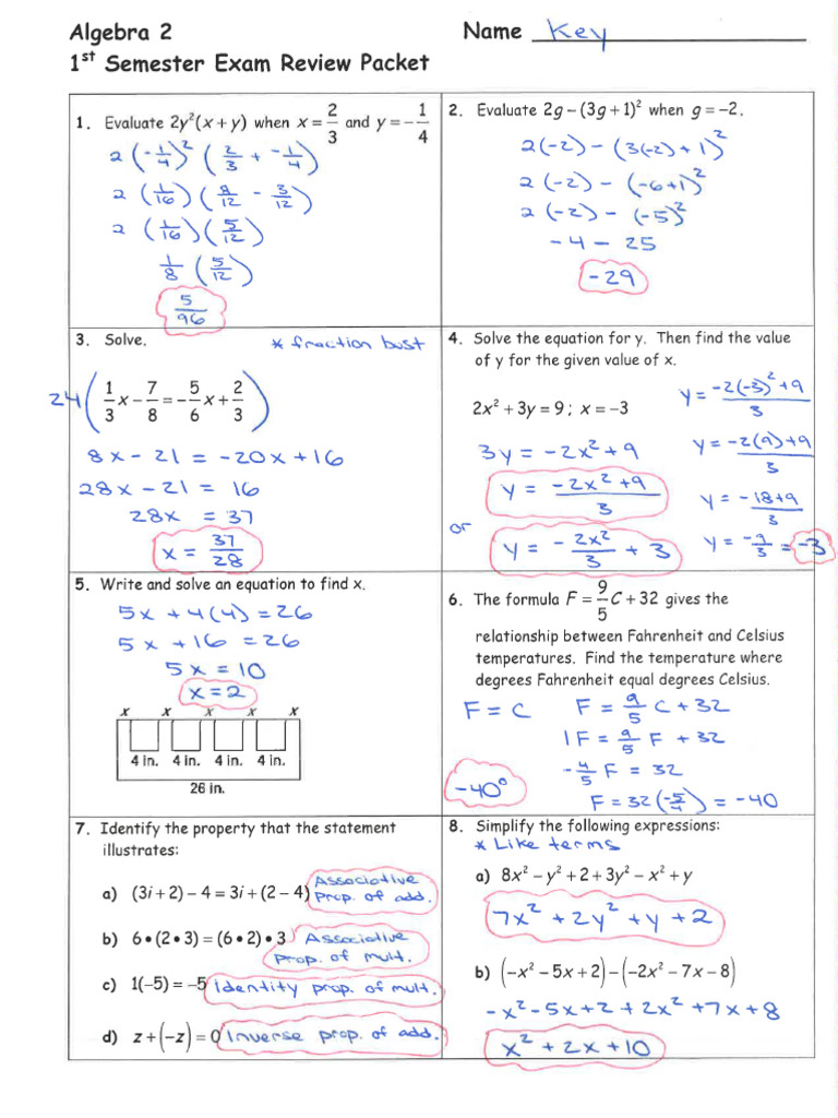 1st Semester Review KEY | PDF